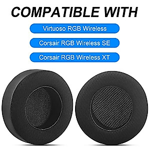 Gvoears Upgraded Ear Pads Replacement for Virtuoso RGB Wireless SE XT Headset compatiable with Corsair Virtuoso XT Gaming Headphone, Added Thickness, Brethable Mesh Fabric and Protein Leather