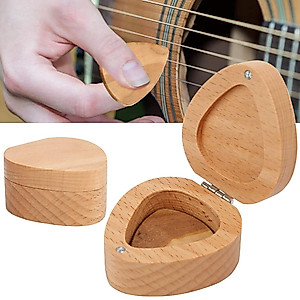 Beech wood pick case, funny heart-shaped small portable box, for guitarist storage