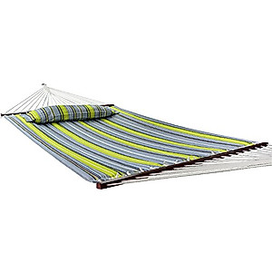Sorbus 2-Person Stylish Hammock with Stand- 53" Large Cotton Outdoor Hammock- Spreadedbars & Pillow Included- Heavy Duty 450lbs Portable Hammock for Garden Patio Outdoor Camping- Comfortable, Washable