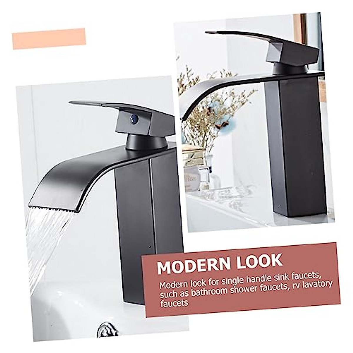 Homoyoyo Bathroom Faucet Replaceable Sink Faucet Kitchen Faucet with Sprayer Kitchen Sink Sprayer Waterfall Sink Black Sink Faucets for Bath Sinks Household Accessories Stainless Steel