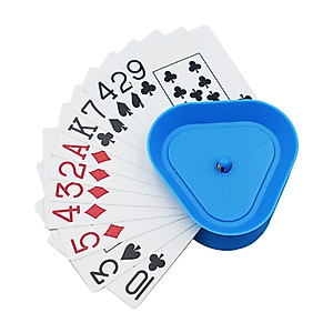 Yuanhe Playing Card Game Holder - Triangle Shaped Hands-Free Poker Holder Tray, 4 Colors, Set of 4