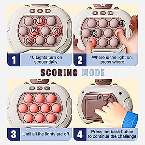 Pocket Game for Kids, 2023 New Electronic Quick Push Game Console Puzzle Light Up Game, Quick Push Bubble Competitive Game Console Series Decompression Toys, USB Rechargeable (Rabbit)