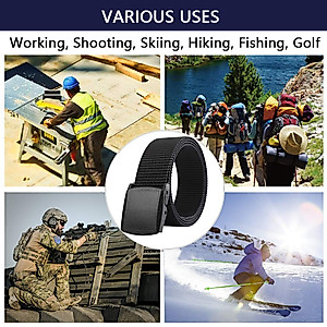 LionVII Mens Belts Web - Nylon Belt for Men with Plastic Buckle Durable Breathable for Work Outdoor, Adjustable [53" L x 1.5" W](Black)