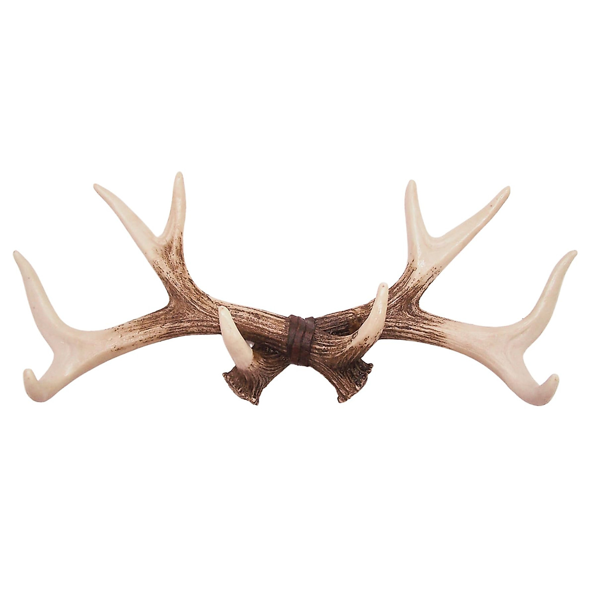 Wowser Rustic Deer Antler Wall Mounted Hook Rack - 14.75 Inches, 4 Hooks