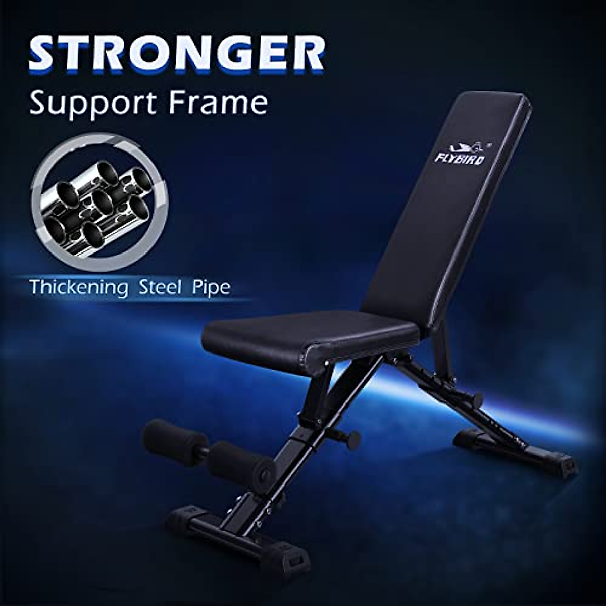 FLYBIRD Weight Bench, Adjustable Strength Training Bench for Full Body Workout with Fast Folding-New Version