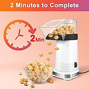 Popcorn Machine High Popping Rate, 3.5 Quarts, 1200w, 2 Min Fast Popping Air Popper Popcorn Maker, No Oil, BPA-Free, Food Safe Mini Popcorn Machine with ETL Certified, Popcorn Poppers for Home