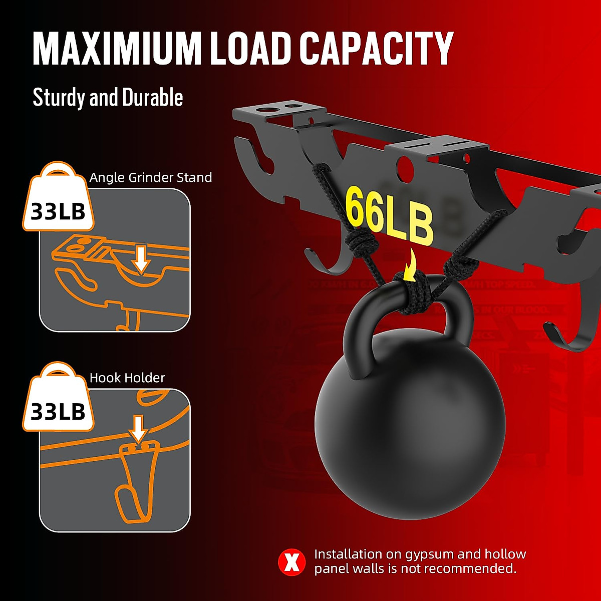 Angle Grinder Holder for Milwaukee/Dewalt, Angle Grinder Tool Stand, Grinders Power Tools Holder Storage Rack, Garage Wall Mount Bracket for Cutters Polishers with Cord Hanger and Hooks