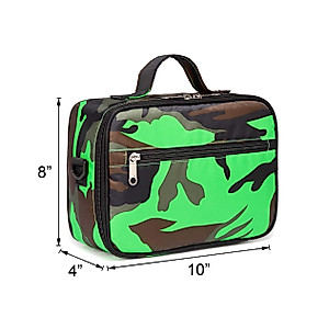 BLUEFAIRY Kids Insulated Lunch Box for Boys Lunch Bag Lunch Box Carrier for Boys for Elementary School Kindergarten (Camo Green)