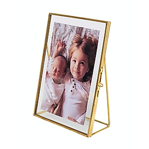 Levilan 5x7 Gold Photo Frame Vintage Style Antique Gold Standing Picture Frames with Pressed Glass, Brass (5 x 7)
