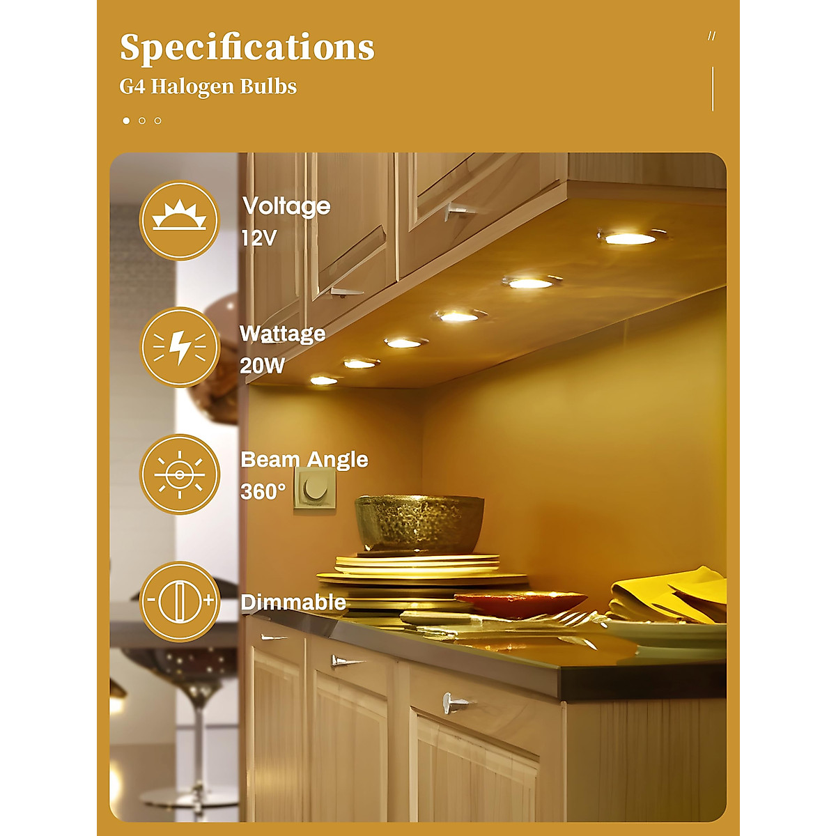 DORESshop Halogen Light Bulbs, 10 Pack G4 Bulb, Halogen Light Bulbs 2 Pin 12V 20W T3 Bi-Pin G4 Base Long Lifetime Dimmable 3000K Halogen Bulbs for Under Cabinet Puck Light, Chandeliers