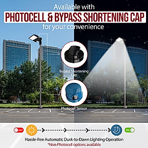 RuggedGrade 150 Watt LED NextGen III Parking Lot Lights - 21,000 Lumen - 5000K - Yoke Trunnion Mount - with photocell