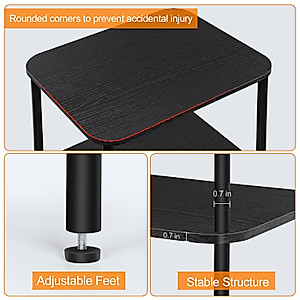 BTY Industrial 3 Tier Tall Side Table, 30" H, Black, Console Table, End Table