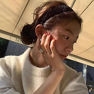 Black Padded Headband for Women - Wide, Simple, Soft Satin Hair Hoop for Girls and Teens, No Teeth Thick Head Accessory