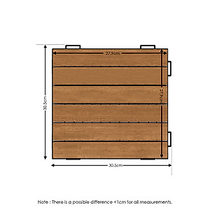 FURINNO FG181034 Tioman Floor Decking Wood Tile, Natural (Pack of 10)