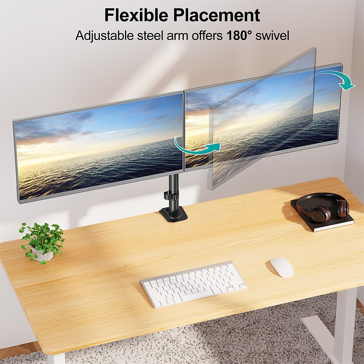 MOUNT PRO Dual Monitor Mount Fits 13-32 Inch/17.6lbs LCD Screen, Computer Monitor Desk Mount, Articulating Monitor Arm, Height Adjustable Monitor Stand for 2 Monitors, VESA Mount 75x75/100x100mm