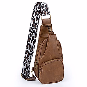 MEEJUNE Small Crossbody Sling Bag for Women - Chest Bag for Women Fashionable-Brown