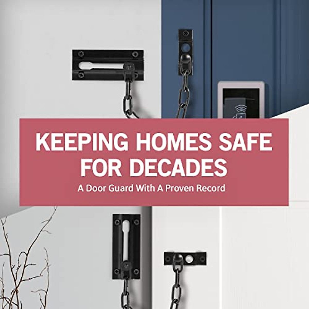 Jack N’ Drill Chain Door Guard with Lock - 2 Pack Chain Lock Door Guard, Sturdy & Rust-Resistant Steel Chain Locks for Inside Door and Extra Front Door Lock, 100% Child Safe (Silver Satin Nickel)