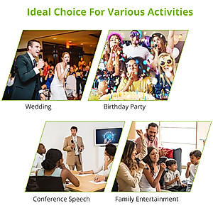 LiNKFOR UHF Wireless Handheld Microphone System, Bluetooth 5.0 | 30 Adjustable Frequencies | Optical/Coaxial/3.5mm AUX & MIC Input | Optical/3.5mm AUX Output for Karaoke, Wedding, Meeting