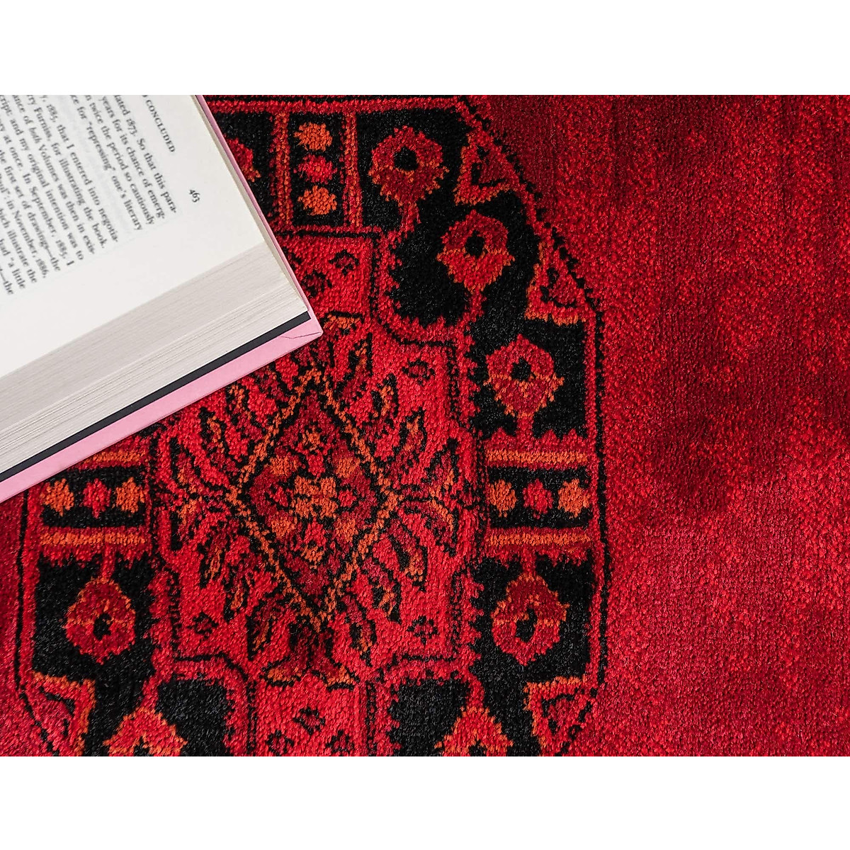 Unique Loom Tekke Collection Over-Dyed Saturated Traditional Torkaman Area Rug, 7 ft 0 in x 10 ft 0 in, Red/Black