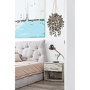 Briful Artificial Hanging Plants with Pot 17'' Fake String of Heart Plants Faux Pink White Ceropegia Woodii Succulent Plants for Wall Home Office Indoor Porch Railings Balcony Patio Outdoor Decor