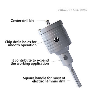 GSTK 10pcs Concrete Hole Saw Set （30mm 40mm 50mm 65mm）with SDS Plus Shank Connecting Rod and 5pcs Dust Catchers, Concrete Hole Saw Kit for Concrete|Cement|Brick Stone|Wall.