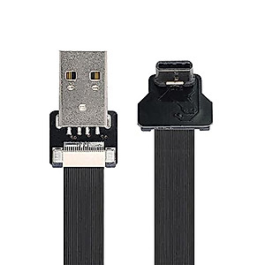 xiwai 0.5M Up Down Angled USB 2.0 Type-A Male to USB-C Type-C Male Data Flat Slim FPC Cable for FPV & Disk & Phone