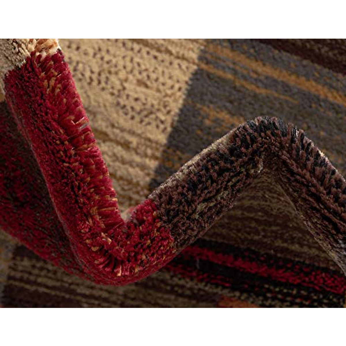 Unique Loom Barista Collection Modern, Rustic, Geometric, Squares, Urban, Warm Colors Area Rug, 2' 2" x 6' 0", Multi/Beige