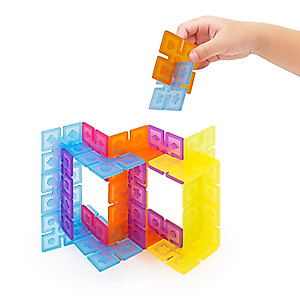 Guidecraft Interlox Squares - 96 Piece Set Interlocking Construction Toy, Creative Building - Educational STEM Construction Toy for Kids