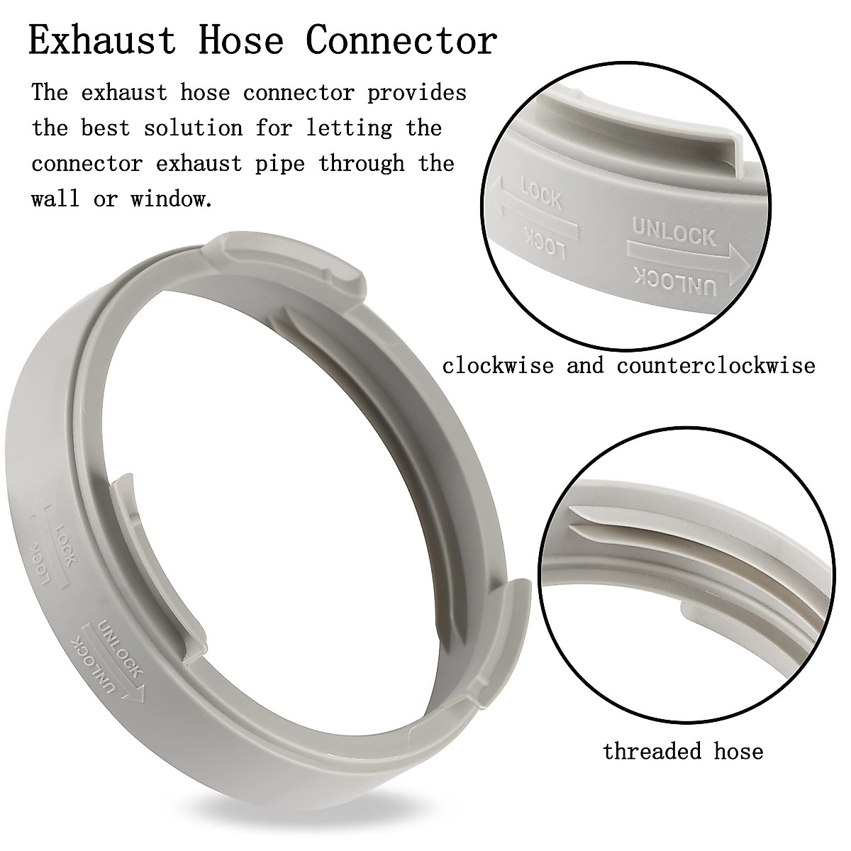 Portable Air Conditioner Exhaust Hose Connector, Round Tube Conditioner Adapter Exhaust Duct Vent Kit (white)