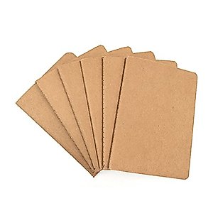 6pcs Travelers' Notebook Thread-bound Journal Diary Memo Pad,A6 Size & 30 sheets(Blank Pages)