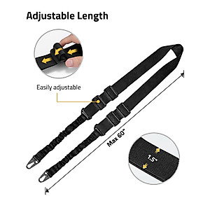 CVLIFE Two Points Sling with Length Adjuster Traditional Sling with Metal Hook for Outdoors Black