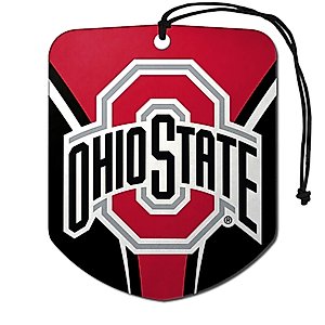 FANMATS 61626 NCAA Ohio State Buckeyes Hanging Car Air Freshener, 2 Pack, Black Ice Scent, Odor Eliminator, Shield Design with Team Logo