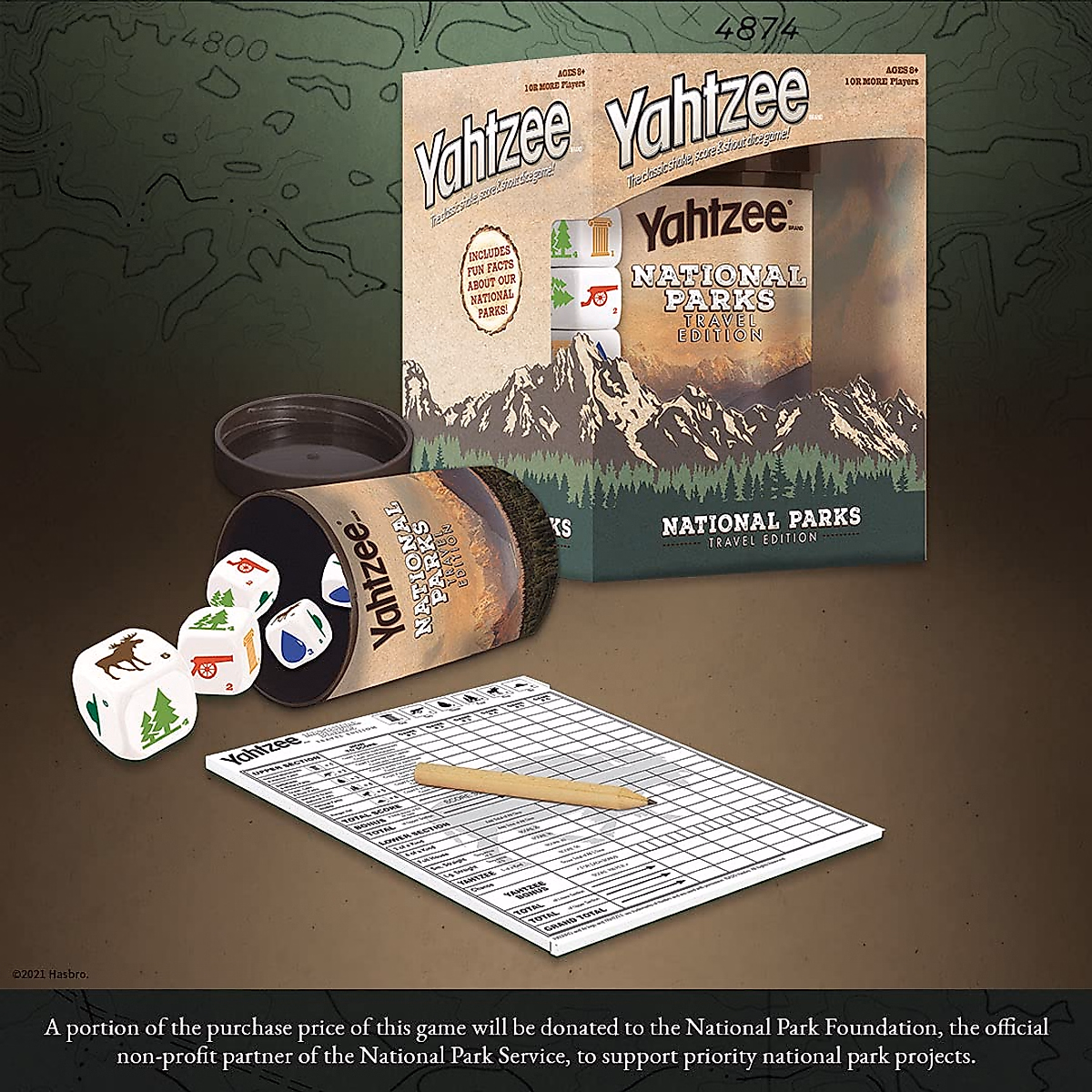 YAHTZEE National Parks Travel Edition | Classic Yahtzee Dice Game with a National Parks Theme | Perfect Travel Game for Families | Celebrate US National Parks Service