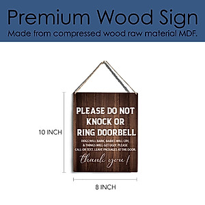 No Soliciting Sign for House Please Do Not Knock Or Ring Doorbell Ring Doorbell Wooden Hanging Sign No Soliciting Signs for Home No Soliciting Yard Sign for Door 10x8 Inches