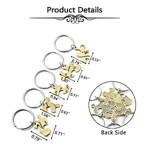 Top Plaza 5 Pcs BFF Best Friend Keychain Friendship Family Keychains Matching Puzzle Keyring Set -“Always together never apart Maybe in distance but never at heart”