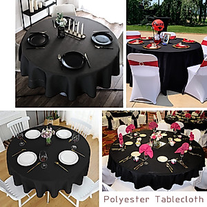 6 Pack Polyester Round Tablecloth 70 inch Black Table Cloths Water Resistant Polyester Cloth Round Tablecloths Washable Tablecloth for Party,Wedding Reception,Restaurant Banquet,BBQ,Dinner,Gift Table