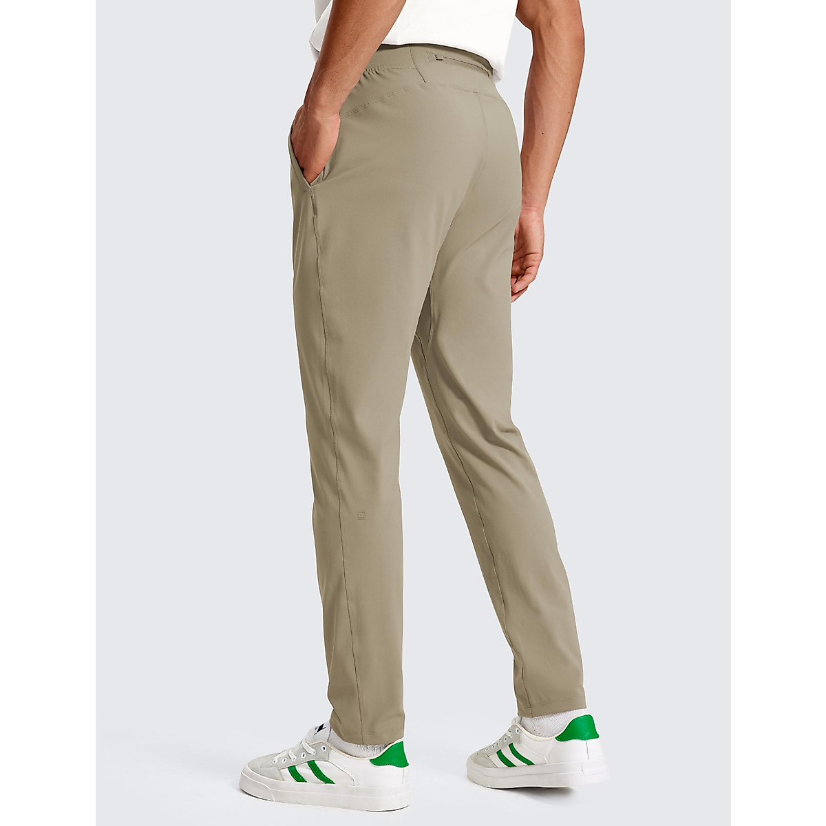 CRZ YOGA 4-Way Stretch Athletic Pants for Men 30" Workout Lounge Casual Work Jogger with Zip Pocket Khali Barley Large