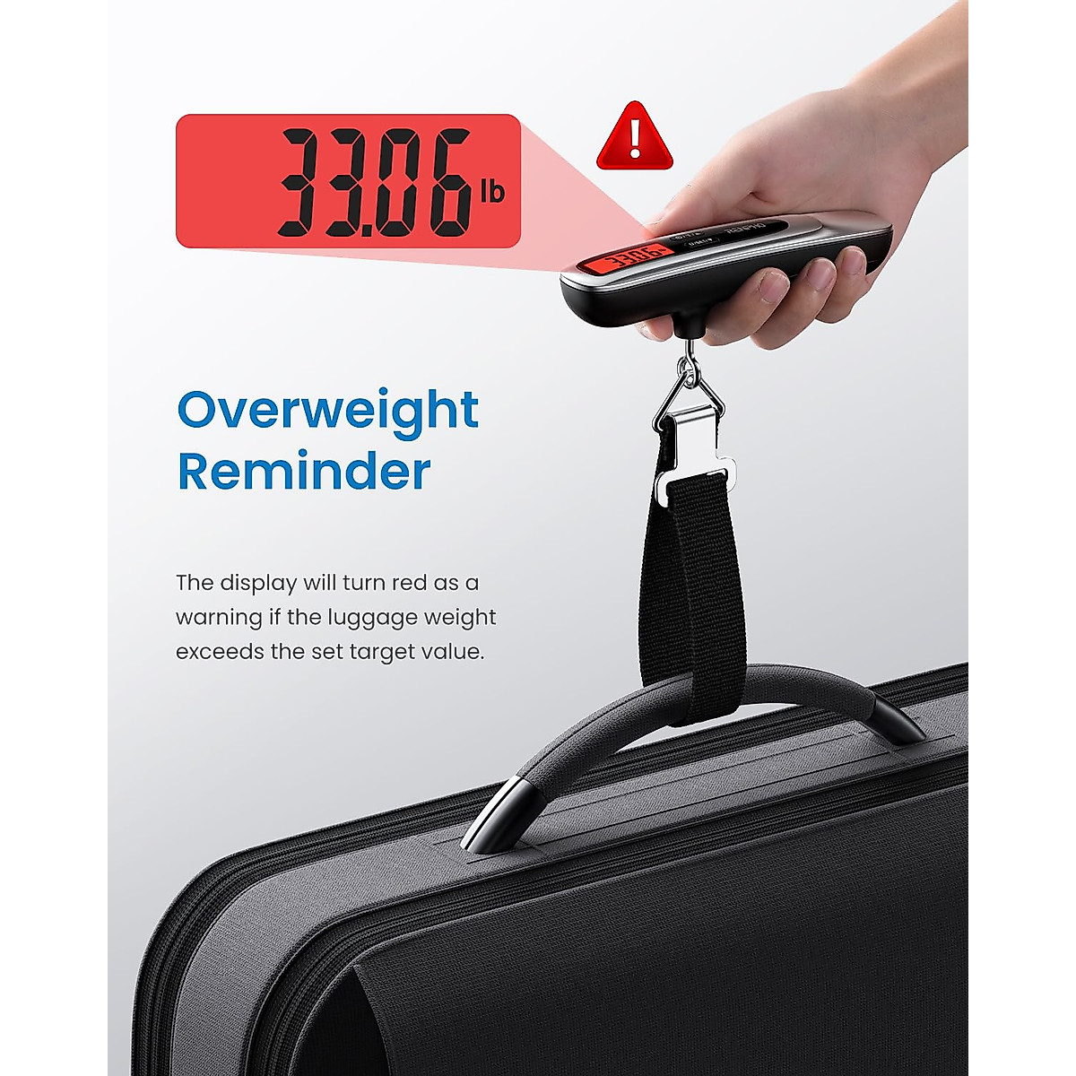RENPHO Luggage Scale, Suitcase Scale for Travel, Baggage Weight Scale with Backlit, Portable Handheld Scale with Tare Function, Overweight Reminder, Rubber Paint, 110lb/50kg, Battery Included