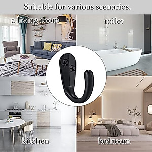 Jukzi 10 Pack Coat Hook Wall Mounted Single Prong Matte Black Heavy Duty Rust-Proof Hooks for Hanging Wall Coat Towel Key Bathroom Kitchen Living Room Hooks