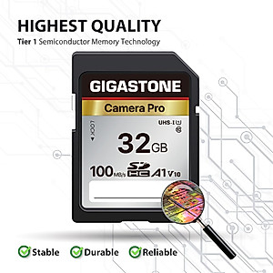 Gigastone 32GB 2-Pack SD Card, Camera Pro, A1 V10 SDHC Memory Card High Speed Full HD Video Compatible with Canon Nikon Sony Pentax Kodak Olympus Panasonic Digital Camera, with 2 Mini Cases