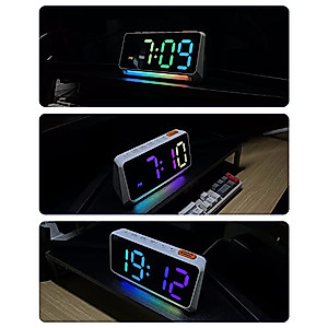 LED Digital Clock for Bedroom, Super Loud Alarm Clock for Heavy Sleepers Adults, Teens | Simple Plug-In Electric Bedside Nightstand Desk Clock with Light and Adjustable Color/Volume/Brightness/Snooze