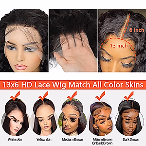 Midulla 13x6 Deep Wave Lace Front Wigs Human Hair Pre Plucked 180% Density HD Lace Front Wigs Human Hair Deep Wave Glueless Frontal Wigs Human Hair Wigs for Black Women Free Part 22 Inch
