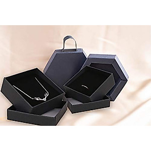 dedoot Kraft Jewelry Boxes, Pack of 30 Square Cardboard Jewelry Gift Box 2.8x2.8x1.2 Inch Small Necklace Ring Earring Kraft Box for Jewelry Set with Velvet Cushion, Black