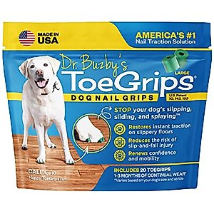 Dr Buzby's Large ToeGrips for Dogs - Instant Traction on Wood/Hardwood Floors - Dog Anti Slip Relief - Dog Grippers for Senior Dogs - Stop Sliding Instantly - Rubber Nails for Dogs - 1 pack (20 grips)