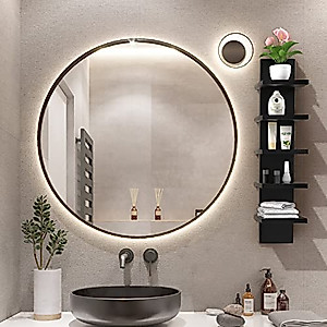 5 Tier Wall Shelves Black, Vertical Column Shelf Floating Storage Home Decor Organizer Tall Tower Design Utility Shelving Bedroom Living Room