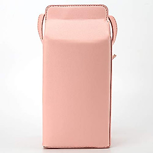 QiMing Strawberry Milk Box CrossBody Purse Bag,PU Phone Shoulder Wallet for Women Girl