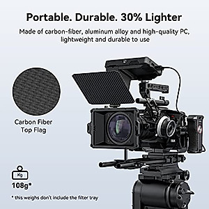 SmallRig Mini Matte Box Lite, DSLR Matte Box with Carbon Fiber Top Flag, for 67mm/72mm/77mm/82mm/95mm Lenses, for 4x5.65 Filter/Circular Filter - 3575