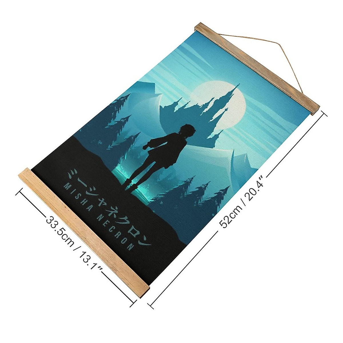 BAWUTZ Misha Necron Maou Gakuin Scroll Poster Wall Fabric Decor Hanging Paintings Wood Frame Hanger Magnetic Kit Holder Print Picture for Living Room Bedroom Decoration