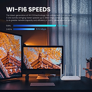 New 2023 Tongyu AX1800 WiFi 6 Router, Dual Band Gigabit Wireless 5GHz 1.8Gbps Internet Router for Gaming and Streaming and Up to 60 Devices Connected for Home, Office, Business
