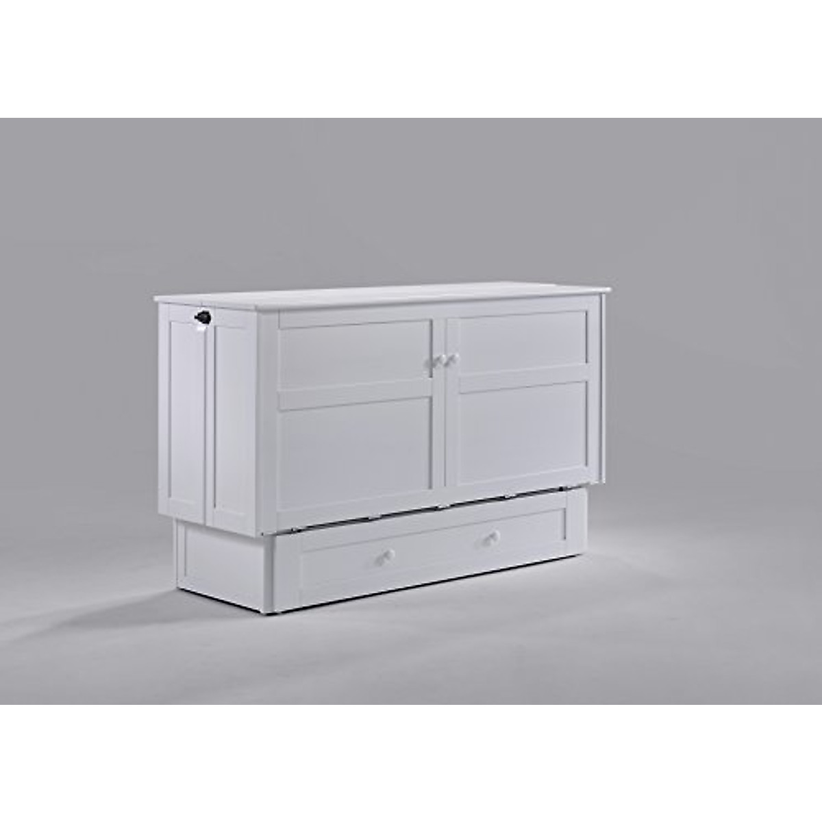 Night & Day Furniture MUR-CLV WH and MND-GMF-TRI-QEN Murphy Cabinet Bed with Mattress, Queen, White